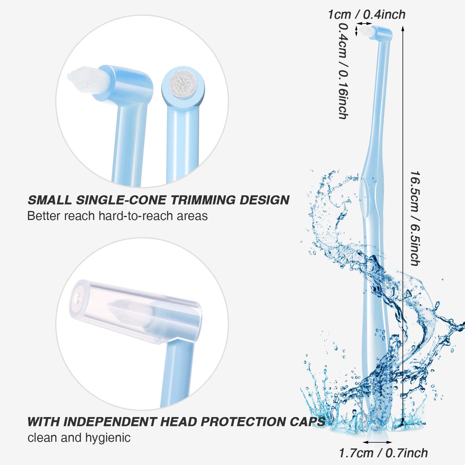 Patelai 6 Pieces End Tuft Toothbrush Soft Interdental Brushes Tooth Stain Remover Trim Toothbrush Single Brush for Implants Teeth Detail Cleaning Supplies(Bright Colors)