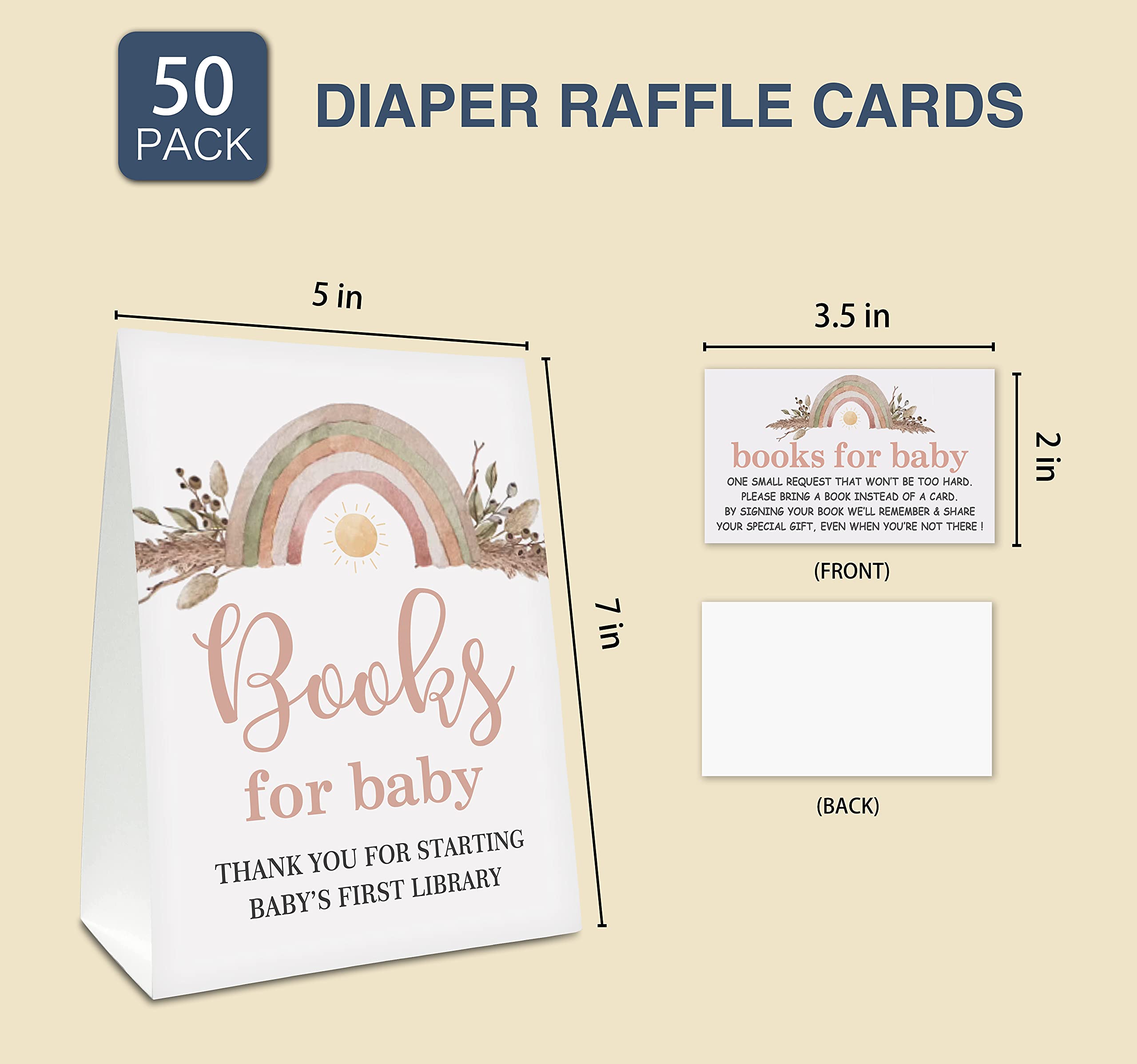 Yuansail Book Request For Baby Shower, books cards, 1 Sign & 50 Cards Per Pack – (bb001-book)