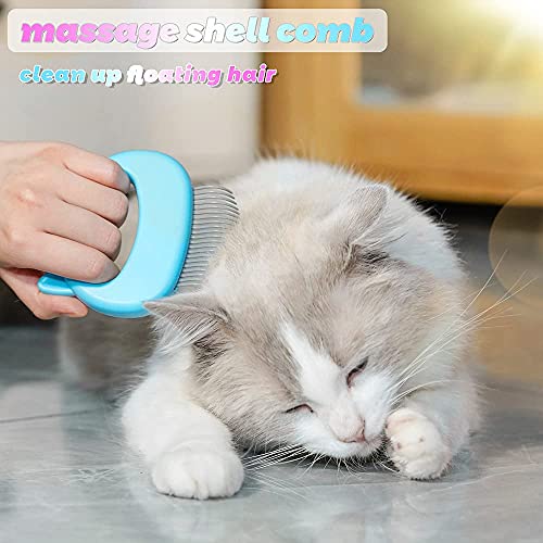 Cat Comb Pet Cat Short & Long Hair Removal Massaging Shell Comb Soft Deshedding Brush Grooming and Shedding Matted Fur Remover Massage Dematting Tool for Dog Puppy Rabbit Bunny (3 Piece)