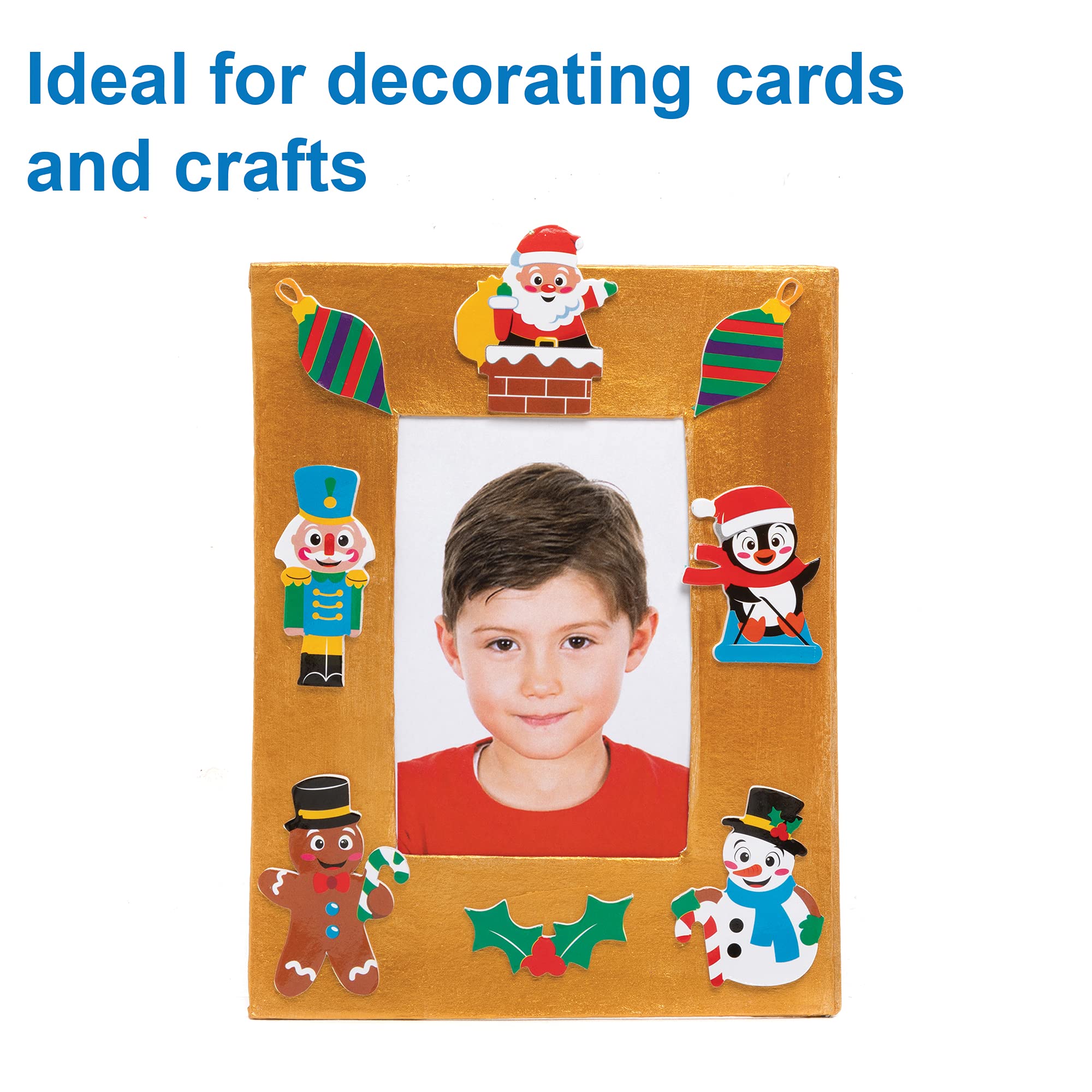 Baker Ross FE765 Christmas Foam Stickers - Pack of 200, Kids Stickers, Ideal for Children's Arts and Crafts Projects, Great for Card Making and Scrapbooking