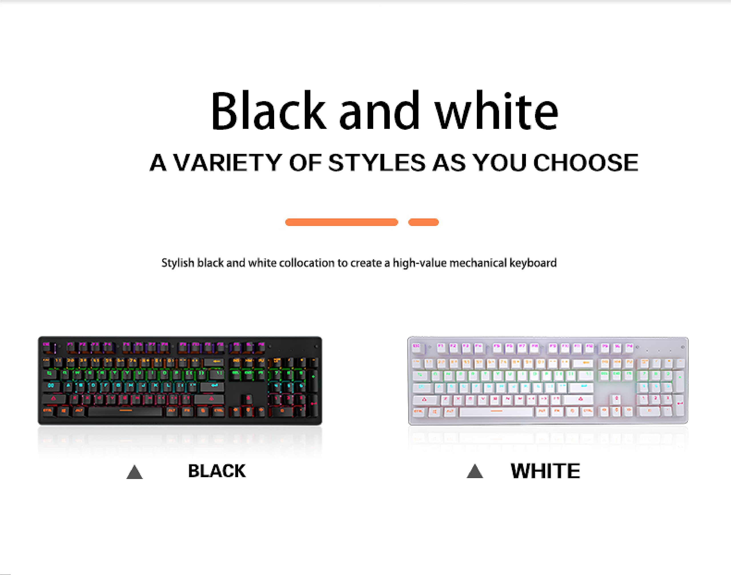 Chuang Gaming KU20 Mechnical Gaming Keyboard, RGB Backlit Wired Keyboard with Blue Switches & ABS Keycaps, Splash-Proof Function with Ergonomic Design, Black