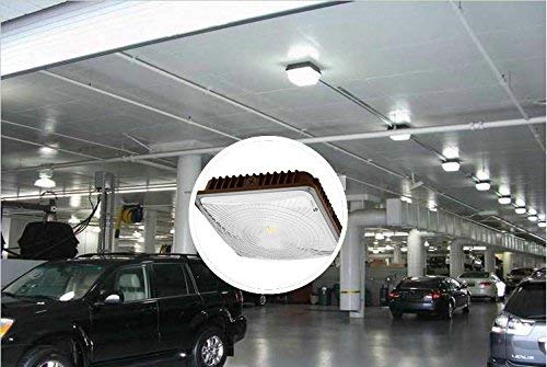 KRLED 100W LED Canopy Light (250W Equivalent) Industrial Waterproof Outdoor High Bay Balcony Car Park Lane Gas Station Ceiling Light 5500K Pack-5
