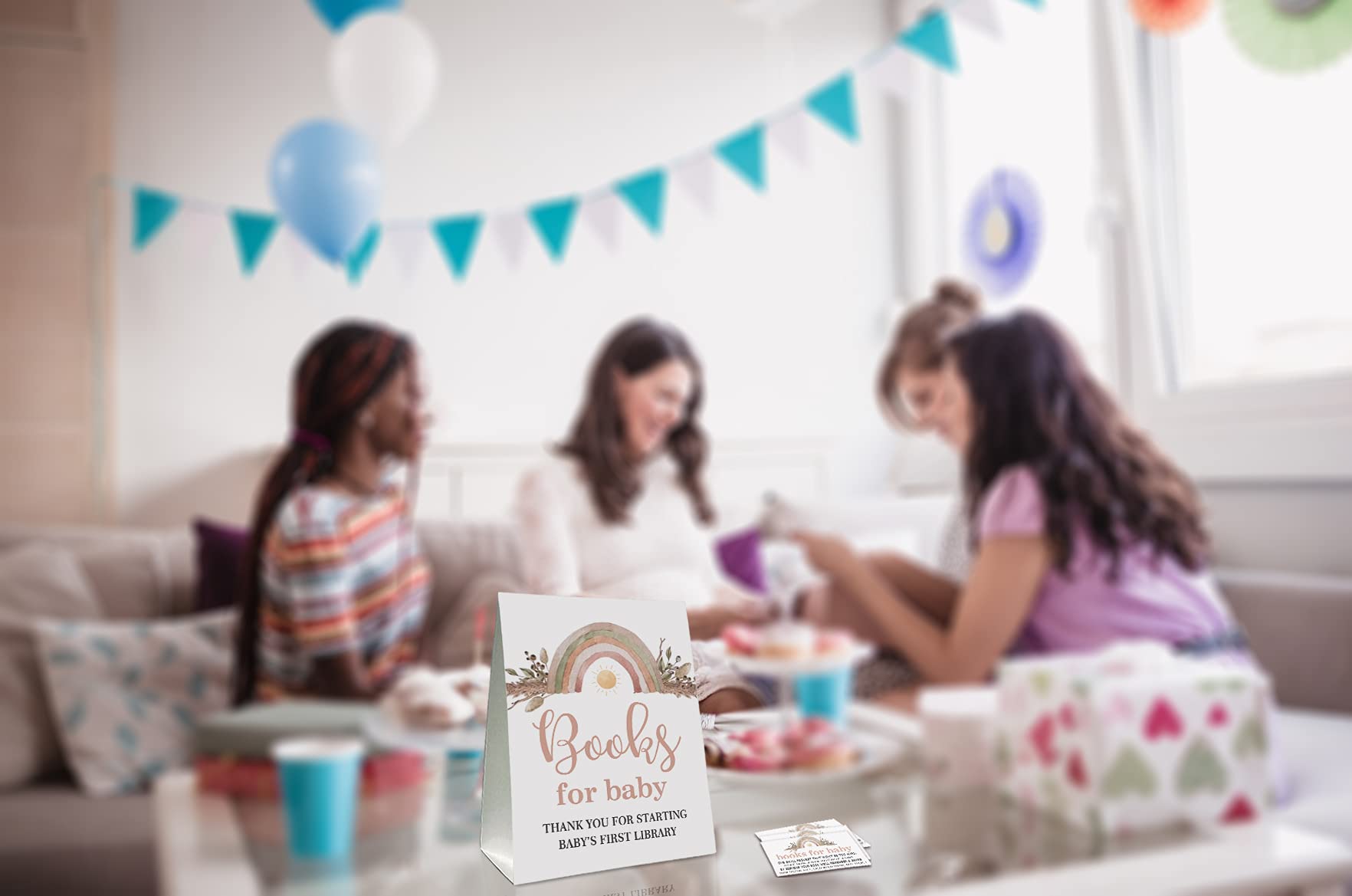 Yuansail Book Request For Baby Shower, books cards, 1 Sign & 50 Cards Per Pack – (bb001-book)