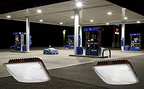 KRLED 100W LED Canopy Light (250W Equivalent) Industrial Waterproof Outdoor High Bay Balcony Car Park Lane Gas Station Ceiling Light 5500K Pack-5