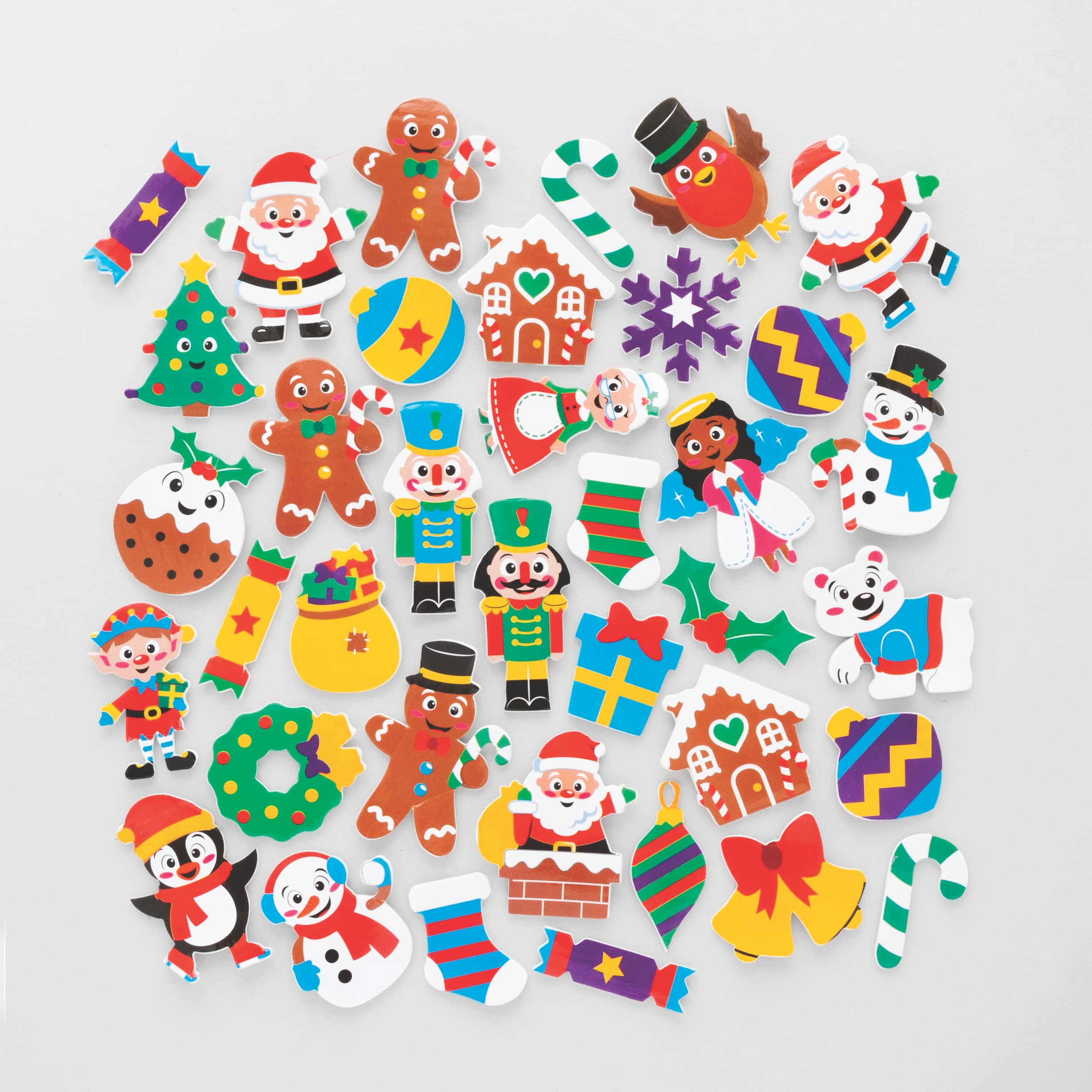 Baker Ross FE765 Christmas Foam Stickers - Pack of 200, Kids Stickers, Ideal for Children's Arts and Crafts Projects, Great for Card Making and Scrapbooking