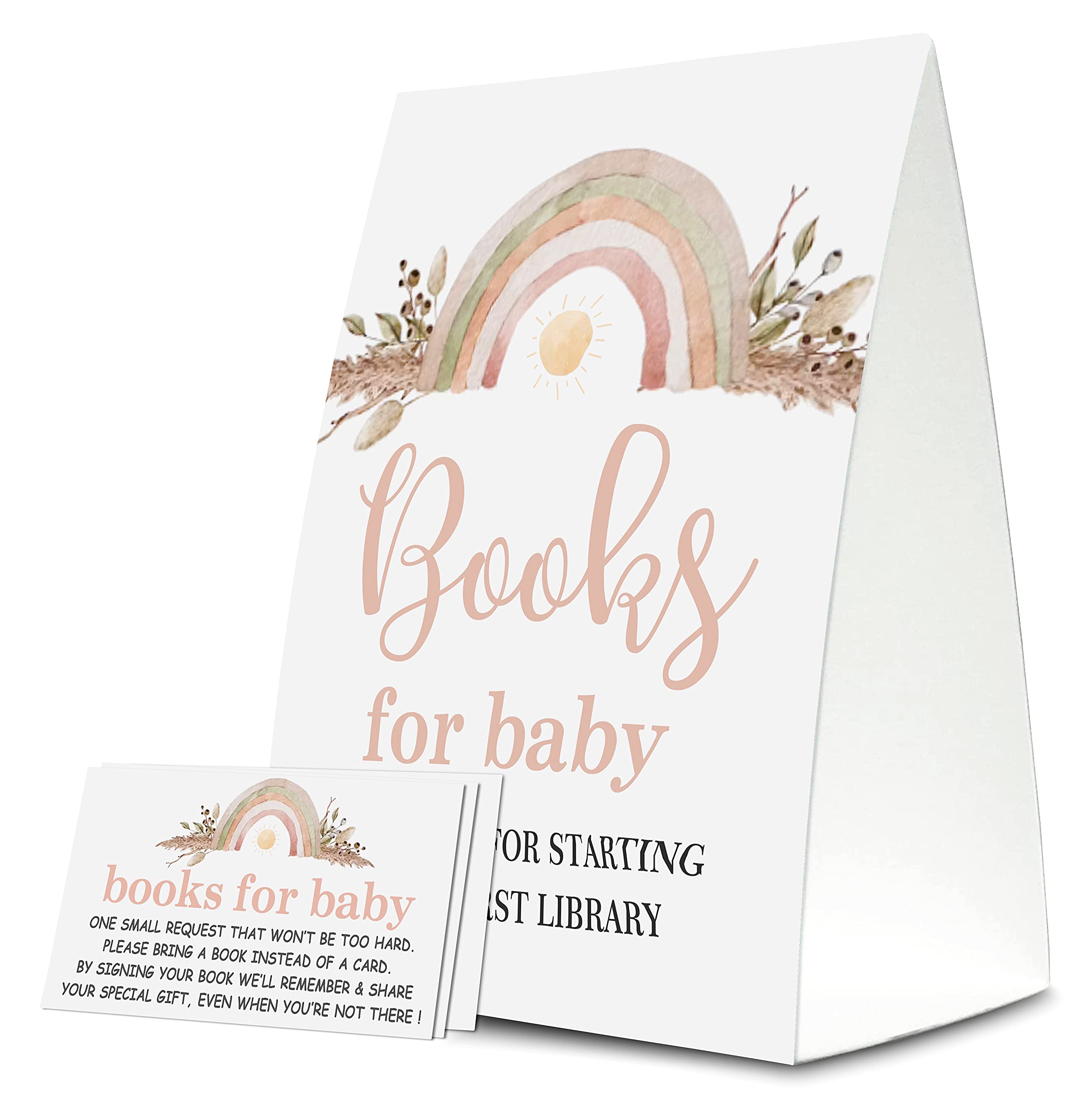 Yuansail Book Request For Baby Shower, books cards, 1 Sign & 50 Cards Per Pack – (bb001-book)