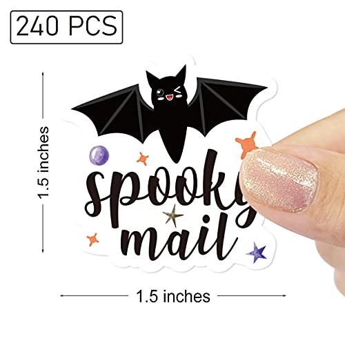 240 PCS Bat Spooky Mail Stickers,Funny Small Business Envelopes Stickers for Business Packages/Handmade Goods/Bags,Halloween Theme Small Shop Business Stickers for Envelopes Seals