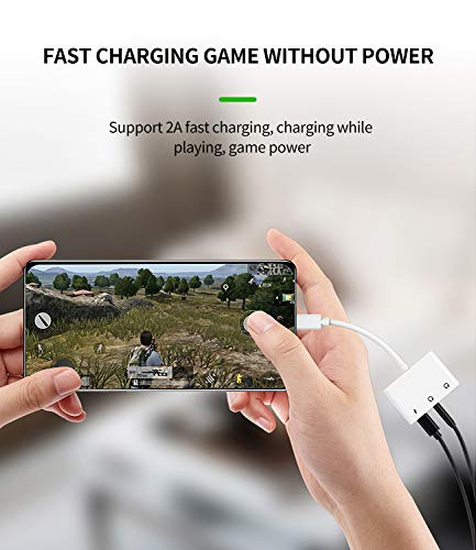 Headphone Adapter Lightning to 3.5mm AUX Audio Jack and Charger Extender Dongle Earphone Headset Splitter Compatible with iPhone 11 12 Mini pro max xs xr x se2 7 8 Plus for Ipad Air Cable Converter