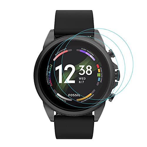 Xinhewong 3-Pack compatible with Fossil Gen 6 Smartwatch (44mm) Smartwatch Screen Protector Tempered Glass compatible with Fossil Gen 6 Smartwatch 44mm Smartwatch [2.5D 9H Hardness][Anti-Scratch]