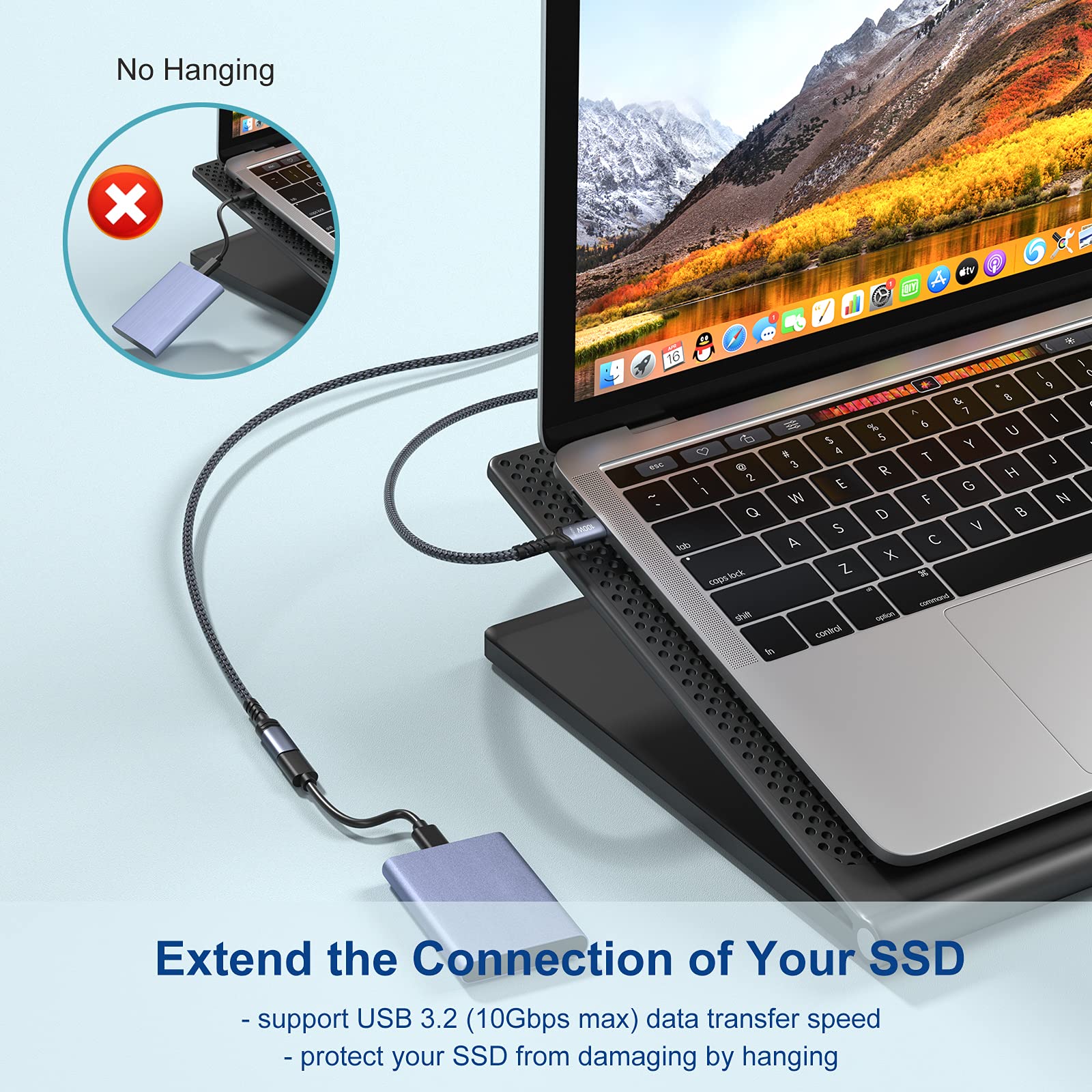 Besgoods USB C Extension Cable, 3ft USB C Male to Female Extender USB 3.2 100W Fast Charging 10Gbps Data Transfer 4K Display Compatible with iPhone 16 15 USB C Hub TB3 iPad MacBook Dell-2Pack,Black