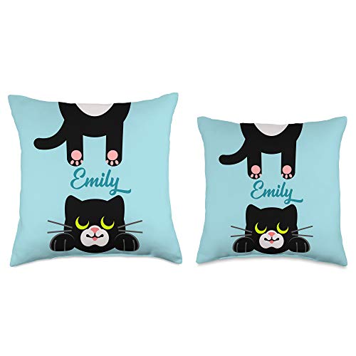 Kitty Cat Emily Name Gifts Emily Name Gift Girls Personalized Kitty Cat Bedroom Decor Throw Pillow, 16x16, Multicolor