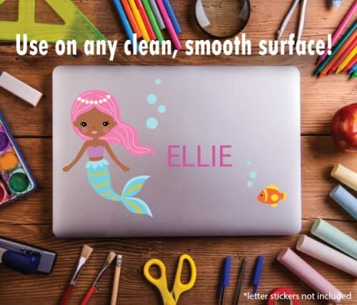Mermaid Wall Decals Girls Bedroom and Bathroom Decor, 50 Peel and Stick Multicultural Mermaid Stickers for Girls, Includes 4 Sheets 11x11 inches Each Fun Reusable Decals