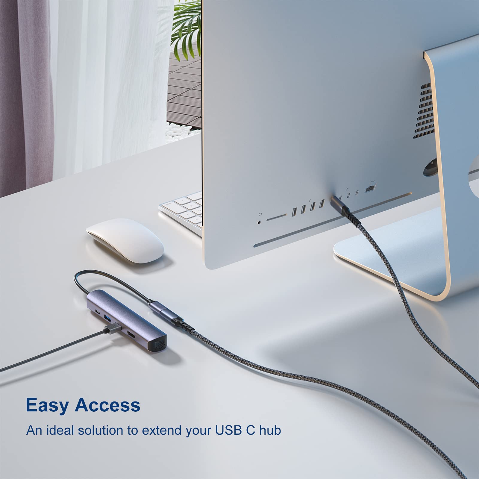 Besgoods USB C Extension Cable, 3ft USB C Male to Female Extender USB 3.2 100W Fast Charging 10Gbps Data Transfer 4K Display Compatible with iPhone 16 15 USB C Hub TB3 iPad MacBook Dell-2Pack,Black