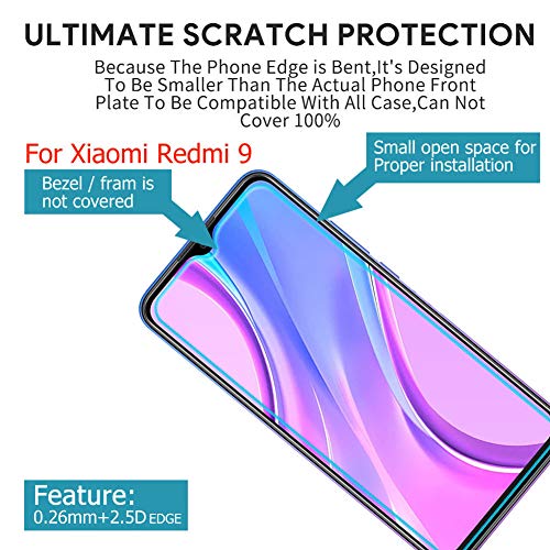 Ytaland for Xiaomi Redmi 9 Case,with 2 x Tempered Glass Screen Protector. (3 in 1) Shockproof Bumper Defender Protective Phone Cover with Ring Kickstand (Wine Red)
