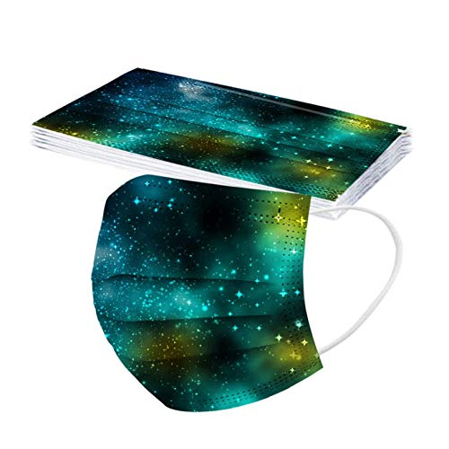 50PC Space Disposable Face Mask For Adult With Paper Designs Tie Dye Cute Star Printed Masks Full Face Protection (A)