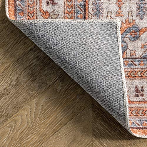 nuLOOM Sky Machine Washable Global Inspired Area Rug, 4' x 6', Rust