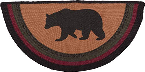 VHC Brands Wyatt Stenciled Bear Jute Rug Half Circle w/Pad 16.5x33