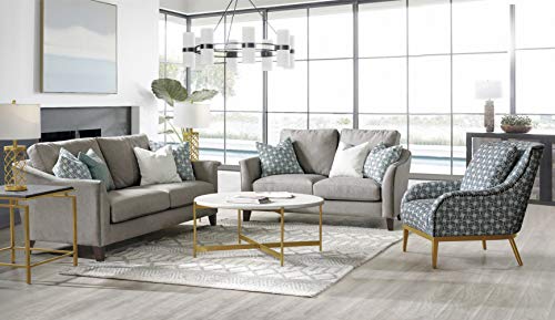 Acanva Luxury Mid-Century Leathaire Curved Arm Living Room Sofa, 84”W Couch, Grey