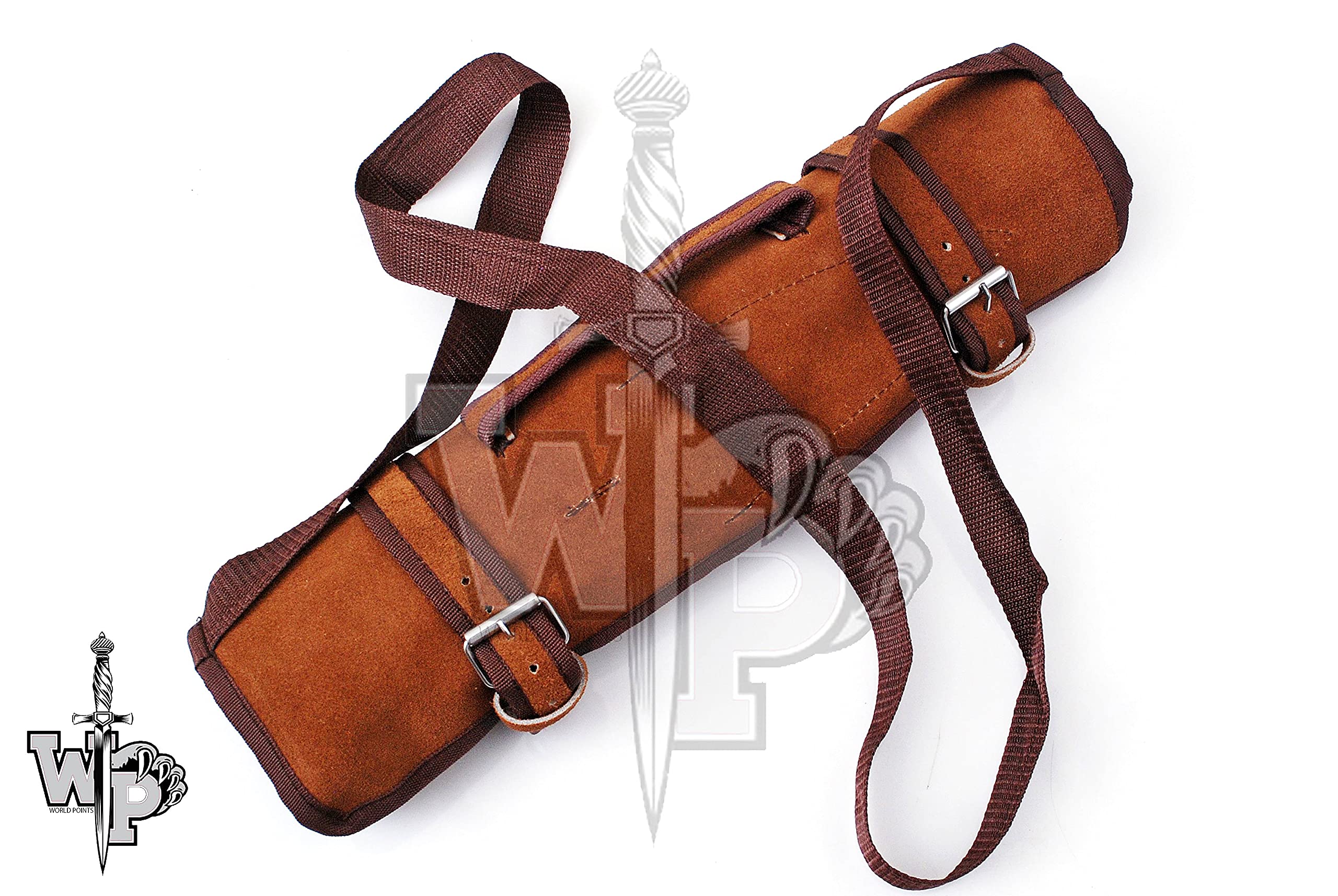 World Points 1027 Rose Wood Damascus Kitchen Knife Set Professional 6 Piece, Handmade Damascus Steel Chef Knife Set with Chopper/Cleaver And 6 Pocket Original Leather Roll Bag, WP-1027