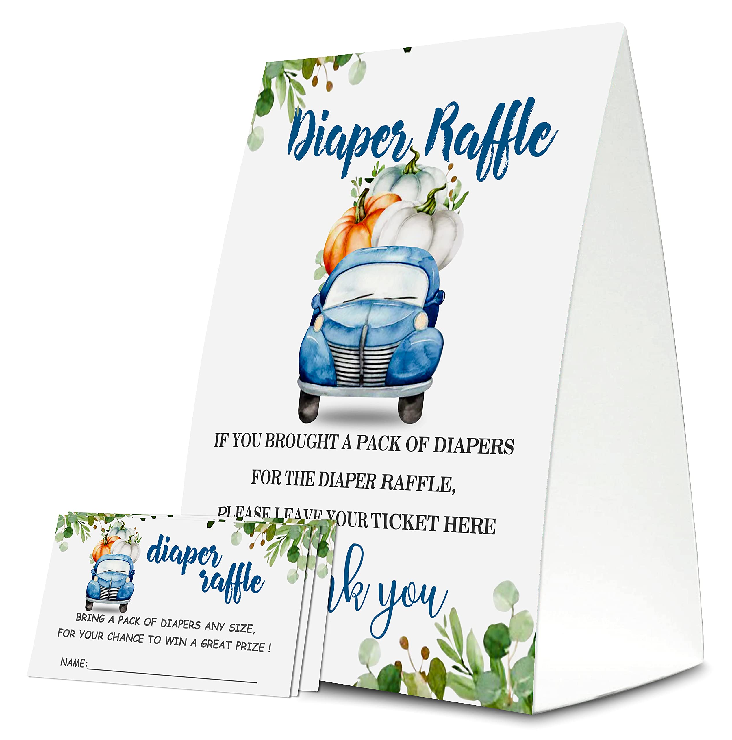 Yuansail Diaper Raffle Tickets For Baby Shower, Fill In Invites Cards, 1 Sign & 50 Cards Per Pack – (bb008-niaobu)