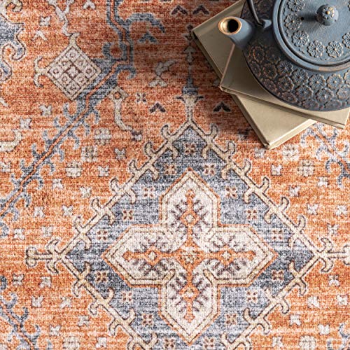 nuLOOM Sky Machine Washable Global Inspired Area Rug, 4' x 6', Rust