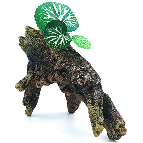 HRRIVE Aquarium Tree Stump Hollow Rocks for Fish Tank Decoration, Reptile Climbing Tree Stump Snake Hides for Terrarium Habitat Decor