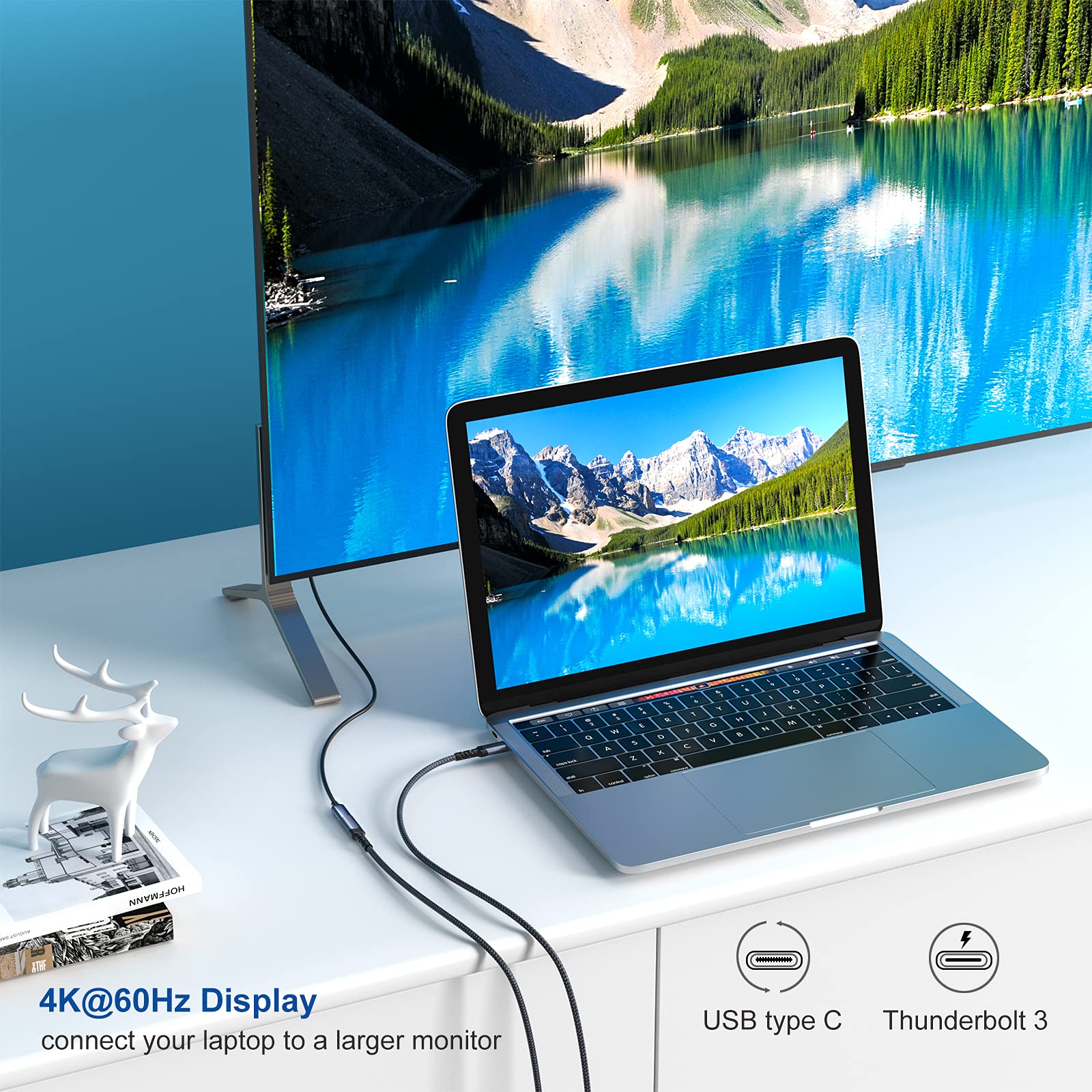 Besgoods USB C Extension Cable, 3ft USB C Male to Female Extender USB 3.2 100W Fast Charging 10Gbps Data Transfer 4K Display Compatible with iPhone 16 15 USB C Hub TB3 iPad MacBook Dell-2Pack,Black