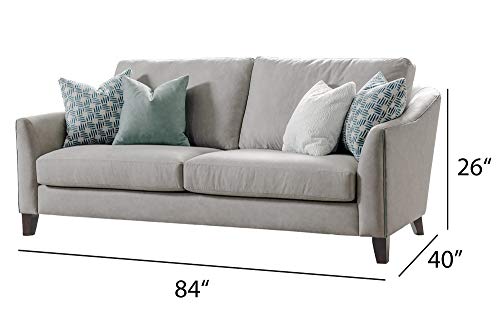 Acanva Luxury Mid-Century Leathaire Curved Arm Living Room Sofa, 84”W Couch, Grey