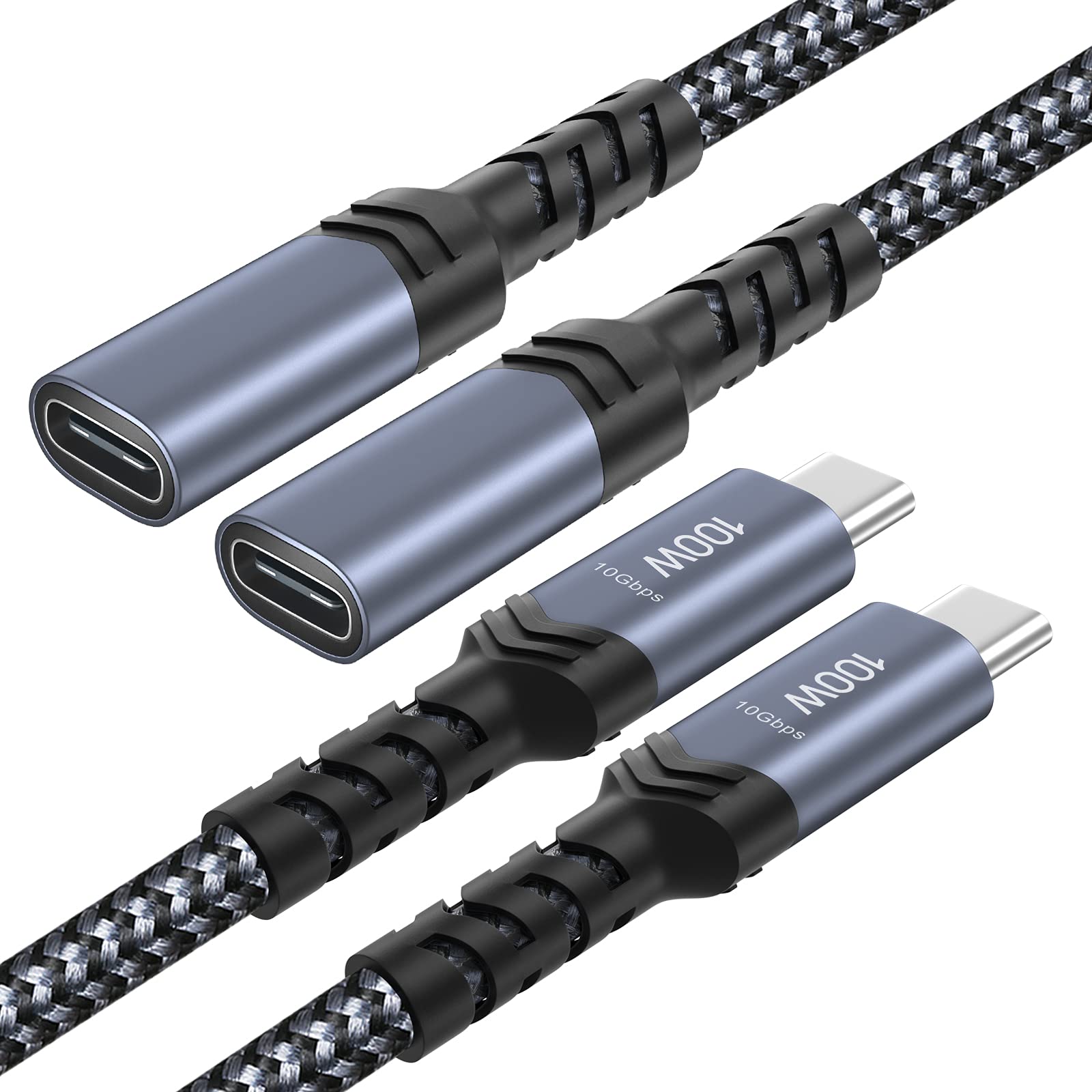 Besgoods USB C Extension Cable, 3ft USB C Male to Female Extender USB 3.2 100W Fast Charging 10Gbps Data Transfer 4K Display Compatible with iPhone 16 15 USB C Hub TB3 iPad MacBook Dell-2Pack,Black