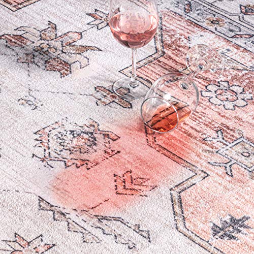nuLOOM Sky Machine Washable Global Inspired Area Rug, 4' x 6', Rust