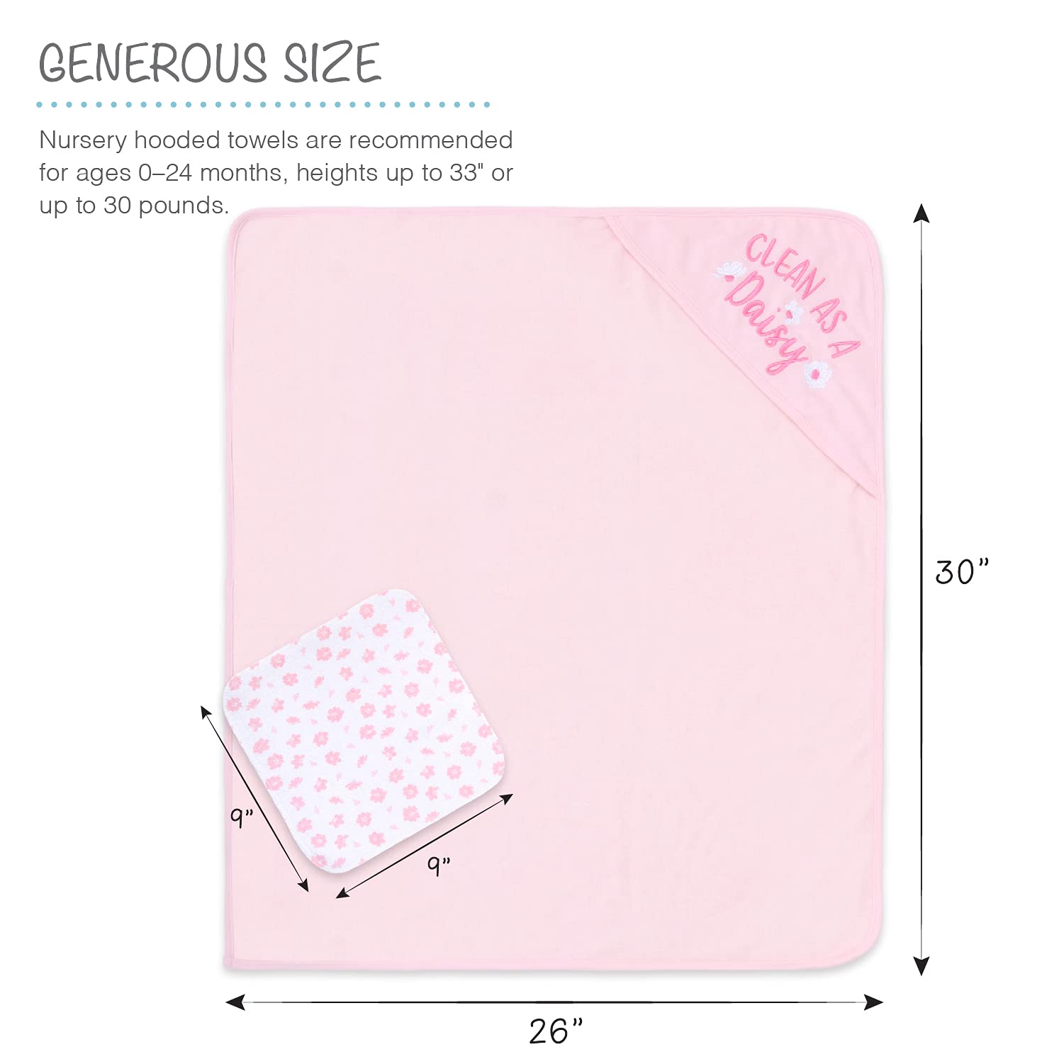The Peanutshell Hooded Bath Towel and Wash Cloth Set for Baby Girls - 23 Piece Gift Set - Pink Floral & Cheetah Print
