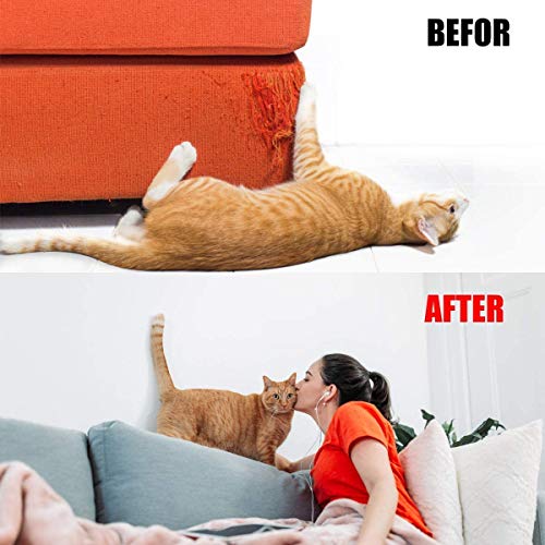 Petslucent Cat Scratch Furniture Protector Tape, Cat Anti Scratch Deterrent Training Tape, Double Sided Clear Sticky Paws Guards for Carpet, Sofa, Couch, Door (4''x 30 Yards, Green)