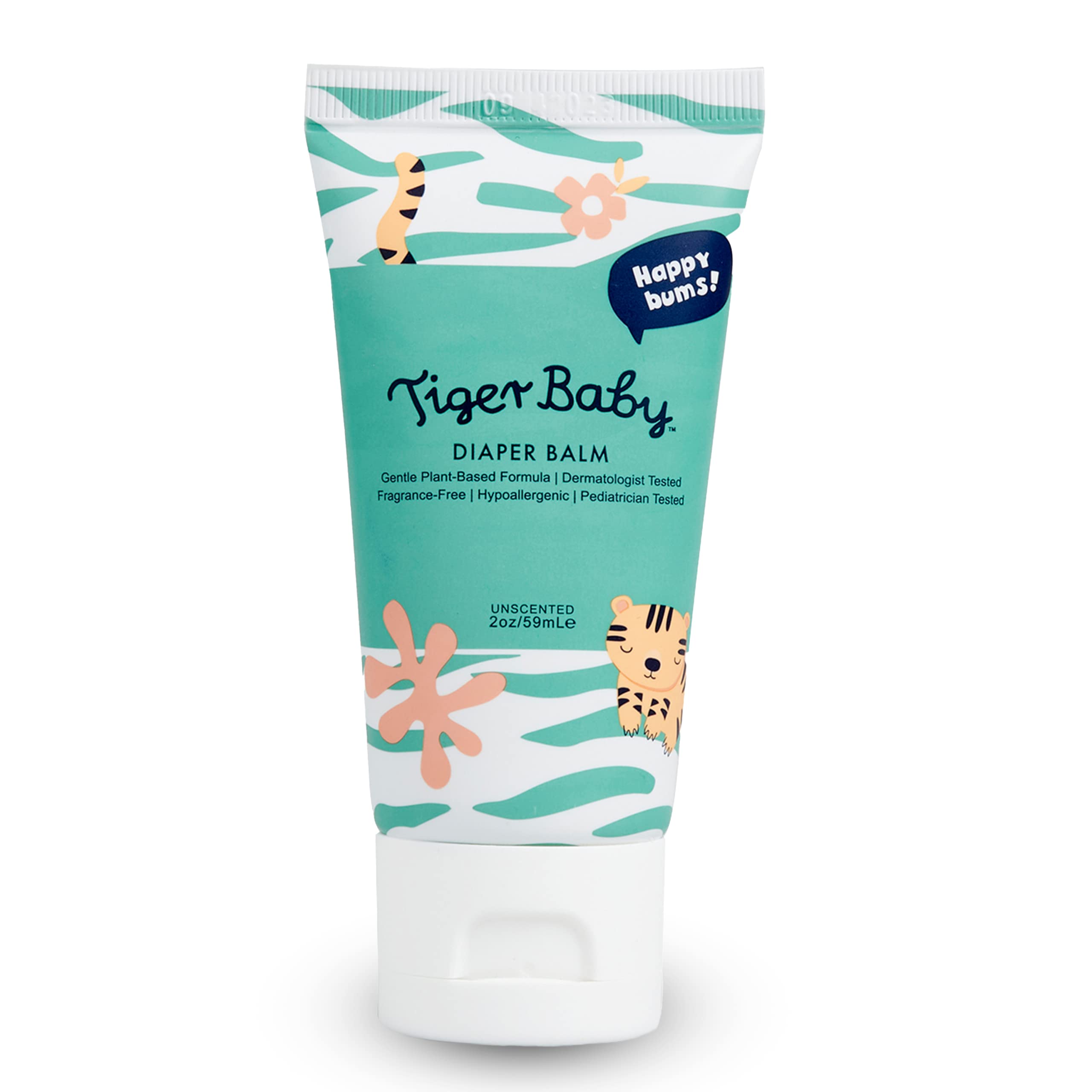 Tiger Baby Diaper Cream Balm, Plant-Based Natural & Organic Diaper Rash Cream, Soothes Irritation & Yeast, Hypoallergenic, Pediatrician Tested, Fragrance Free & Dermatologist Tested, 2 Oz