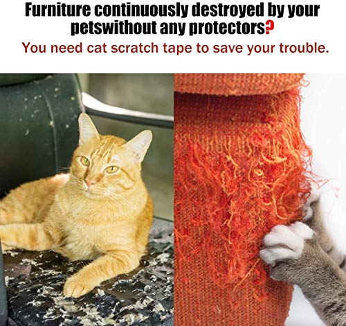 Petslucent Cat Scratch Furniture Protector Tape, Cat Anti Scratch Deterrent Training Tape, Double Sided Clear Sticky Paws Guards for Carpet, Sofa, Couch, Door (4''x 30 Yards, Green)