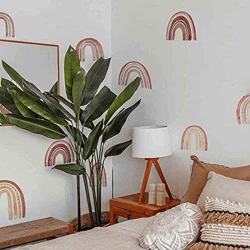 funlife 12 PCS Boho Rainbow Wall Decal Peel and Stick, Self Adhesive Colorful Rainbow Wall Sticker for Girls Bedroom Decor, Kids Nursery Room Playroom Wall Art Decor Stickers, 9.06" x 7.09"