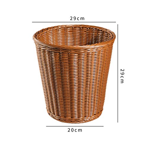 VORCOOL Round Rattan Waste Basket Bin Paper Wastebasket Books Newspaper Decorative can for Bedroom Desktop Coffee