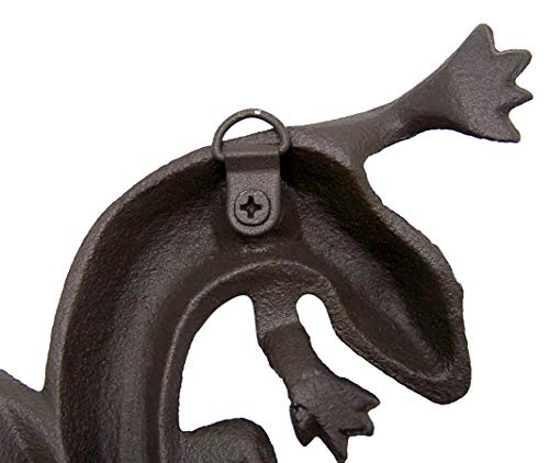Cast Iron Lizard Wall Hooks, Rustic Home Décor for Hanging Towels, Coats, Hats, Set of 3, 7 1/2 Inches