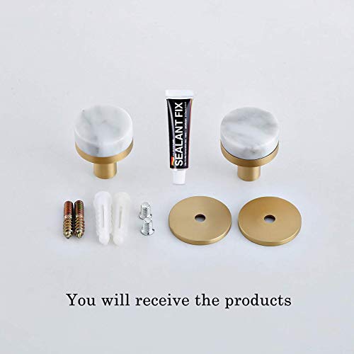 ZASCHIS brass brushed gold coat hook natural marble bathroom bathrobe hook towel hook entrance doorway golden hook(the marble is natural, every texture is different Please refer to the goods received)