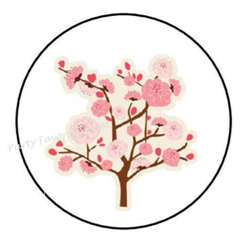 1.5" Inch Cherry Blossom Stickers - Cherry Flower Stickers - Floral Stickers Envelope Seals Labels - #AA61RK (30 Pcs)