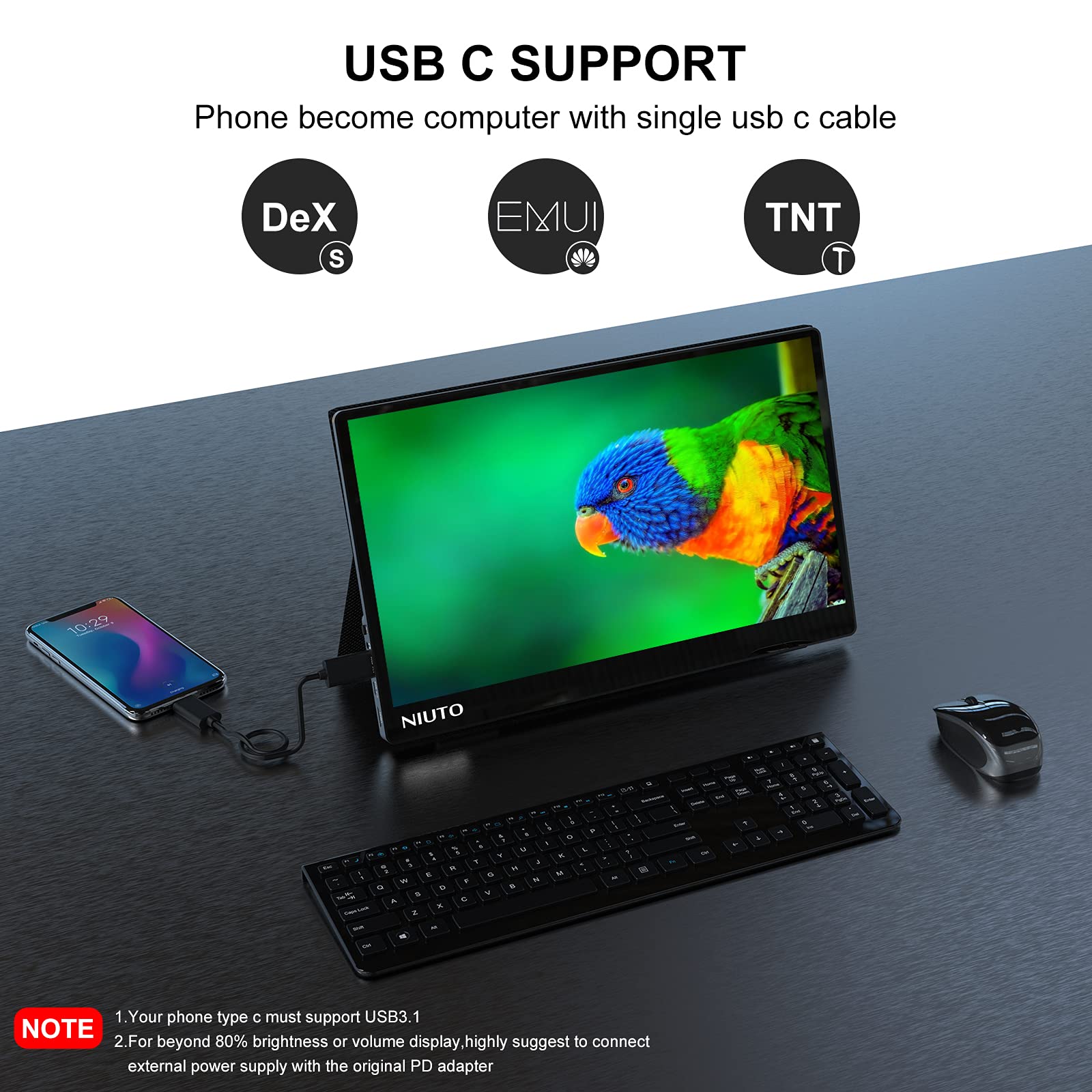 4K Portable Touch Monitor Travel Screen Second Touchscreen Extender UHD USB C Computer Gaming for Laptop 14.0 Inch 3840 X 2160 IPS Compatible with Mac,MacBook,Nintendo Switch