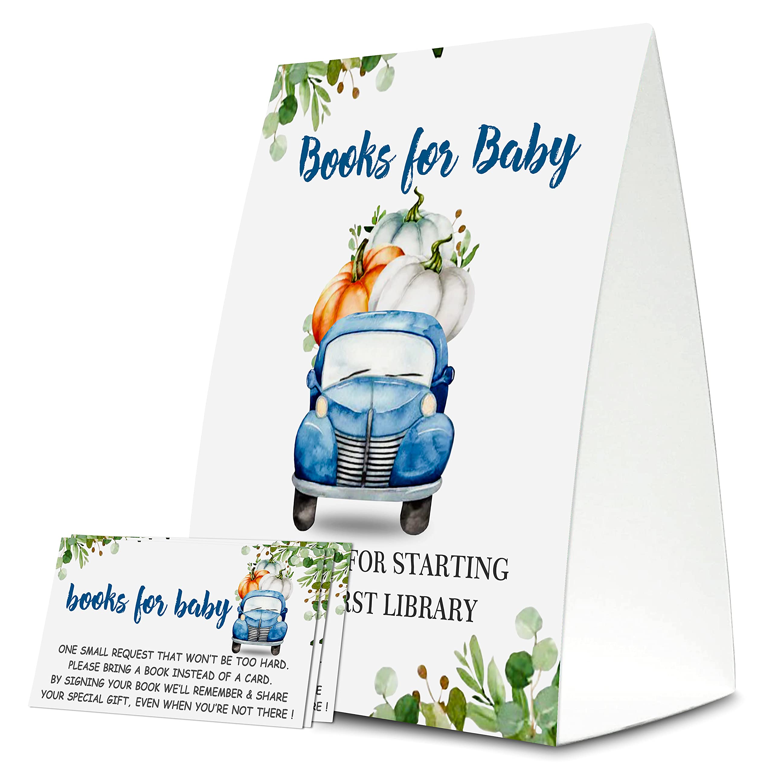 Yuansail Book Request For Baby Shower, books for baby cards, 1 Sign & 50 Cards Per Pack – (bb008-book)