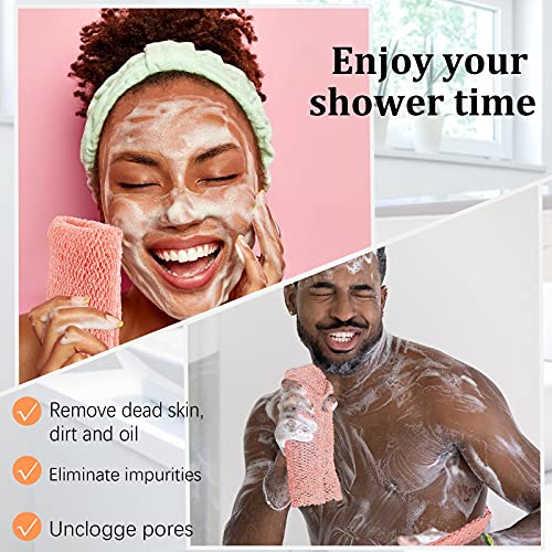 2 Pieces African Net Sponge Exfoliating Net African Body Scrubber Bath Rag Washcloth Towel Shower Body Back Scrubber Skin Smoother for Daily Use or Stocking Stuffer (Peach Pink, Creamy)