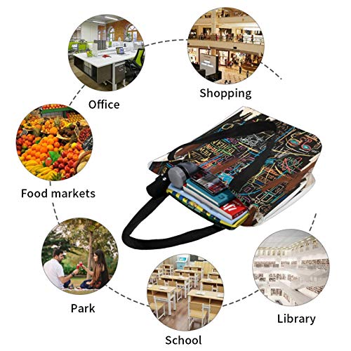 antcreptson Jean-Michel Basquiat Extra Large Canvas Market Beach Travel Reusable Grocery Shopping Tote Bag Portable Storage Handbags