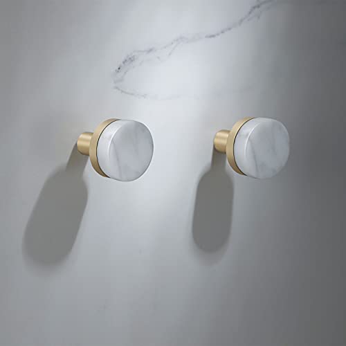 ZASCHIS brass brushed gold coat hook natural marble bathroom bathrobe hook towel hook entrance doorway golden hook(the marble is natural, every texture is different Please refer to the goods received)