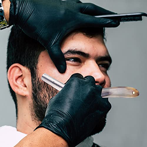 Zertone Straight Razor Shaving Kit with Horn Scale - Straight Razors for Men, Sharp 440C Stainless Steel Blade Straight Edge Razor, Includes Stropping Cloth and Brush