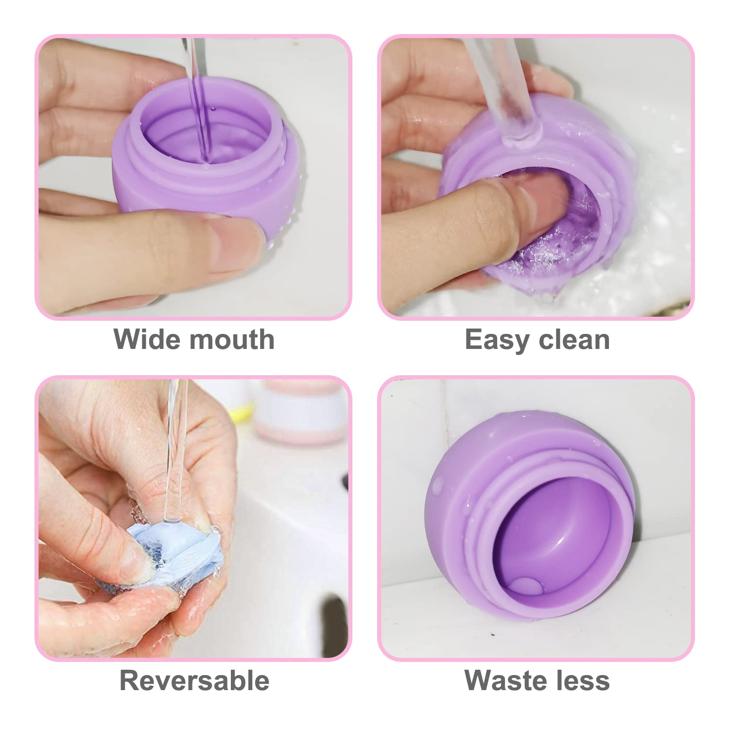 Silicone Travel Containers,3 Pack 20ml Silicone Cream Jars Makeup Sample Containers with Lids Portable Leakproof Jars For Cream Lotion Shampoo