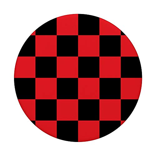 Black and Red Checkered Design Checker Print for Women Men PopSockets Swappable PopGrip