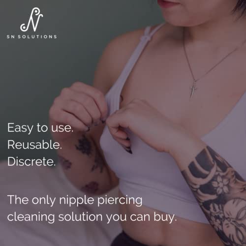 SN Solutions Nipple Piercing Cleaner - Nipple Piercing Aftercare for Use with Saline Solution Spray or Other Piercing Cleaning Solution - Nipple Piercing Kit for Women