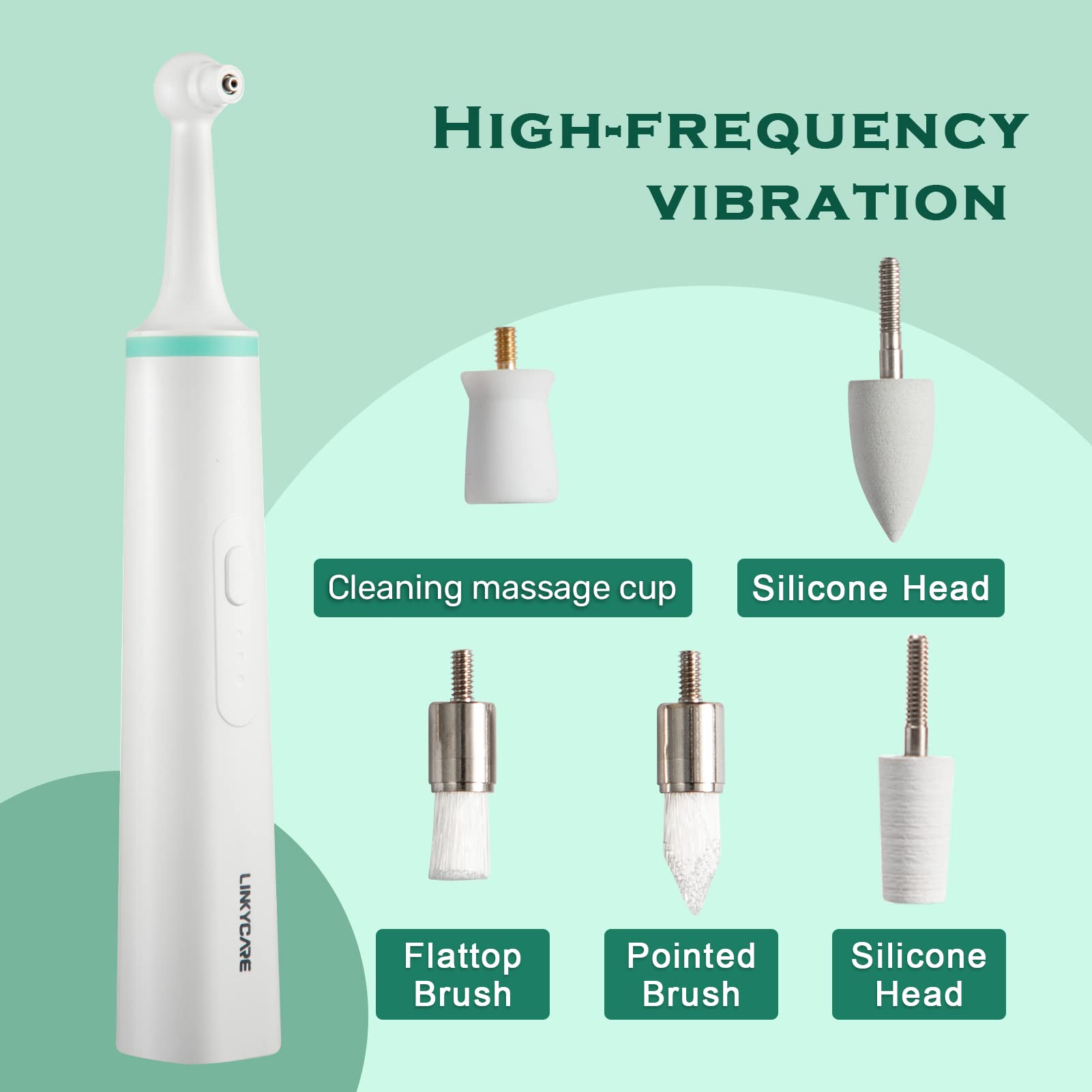 LINKYCARE Electric Tooth Polisher, Household Electric Dental Calculus Remover with 8 Replacement Heads & 3 Adjustable Modes, Plaque Remover for Teeth, Teeth Cleaner Tools