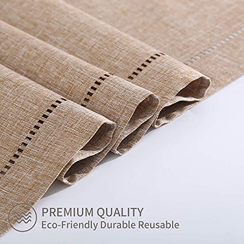 Tosewever Decorative Linen Table Runner Farmhouse Style Tabletop Collection 14 x 72 Inches Table Runners for Everyday Dining Wedding Party Holiday Home Decor (14" x 72", Light Coffee/Straight)